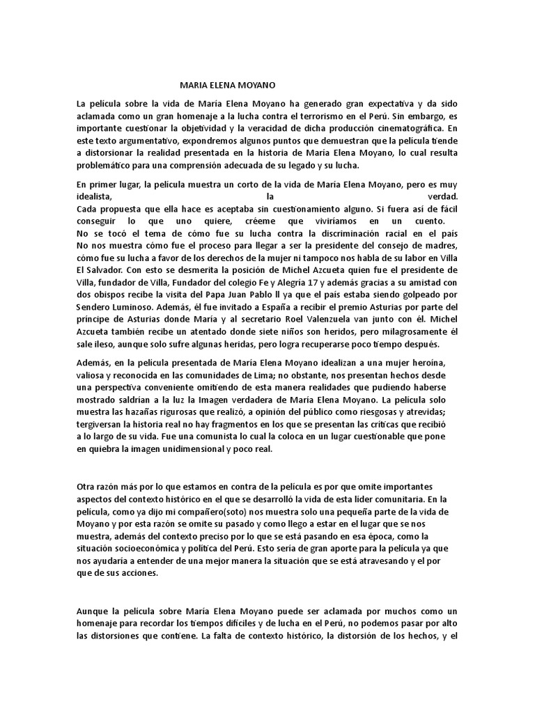 Maria Elena Moyano Proyecto Final | PDF