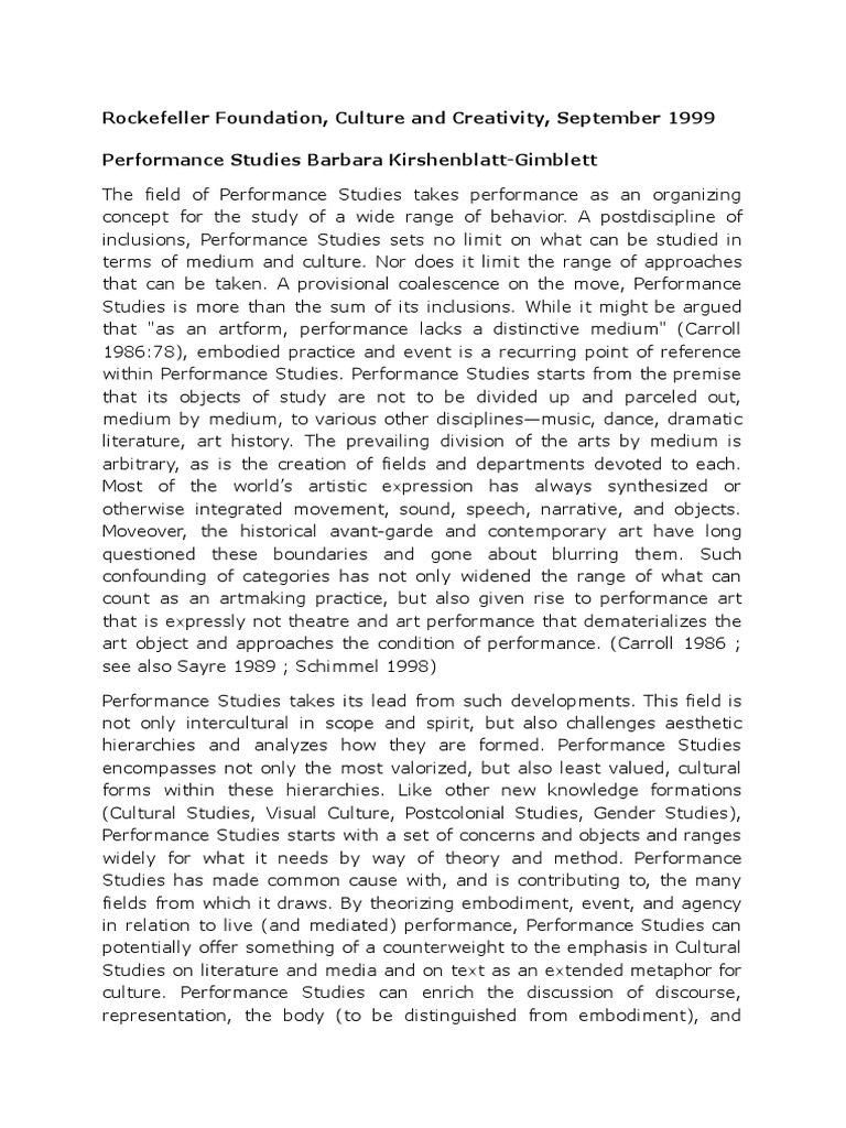 Performance Studies Explained | PDF | Knowledge | Embodied Cognition