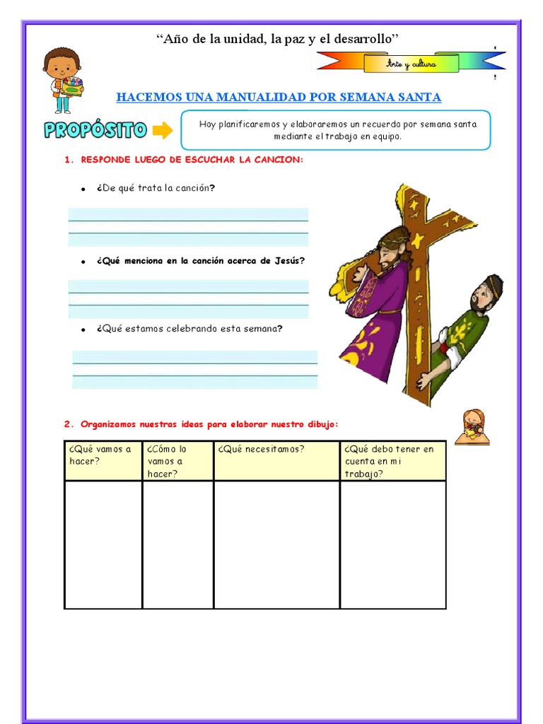 E2 Ficha d2 Arte Hacemos Una Manualidad Por Semana Santa | PDF