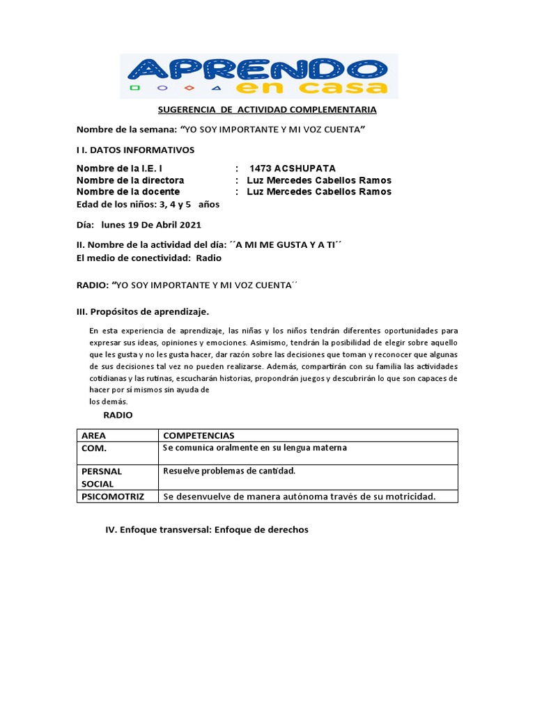 Sugerencia de Actividad Complementaria 2 | PDF | Aprendizaje | Radiodifusión