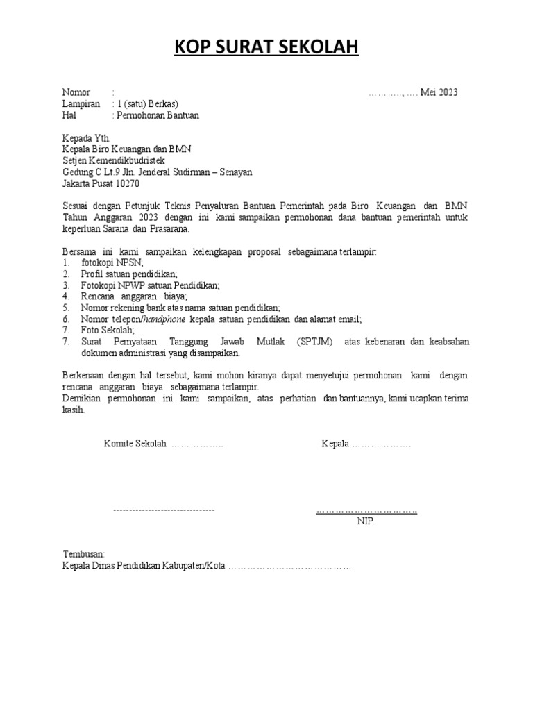 DRAFT SURAT PERMOHONAN | PDF