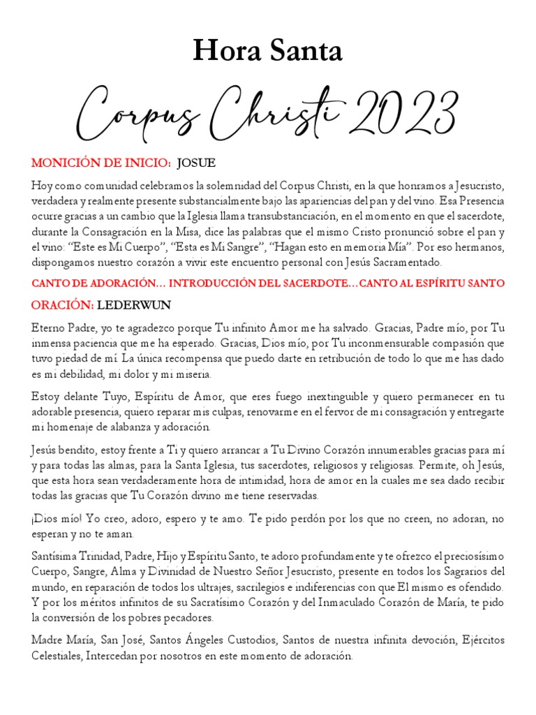 Hora Santa - Corpus Christi | PDF | eucaristía