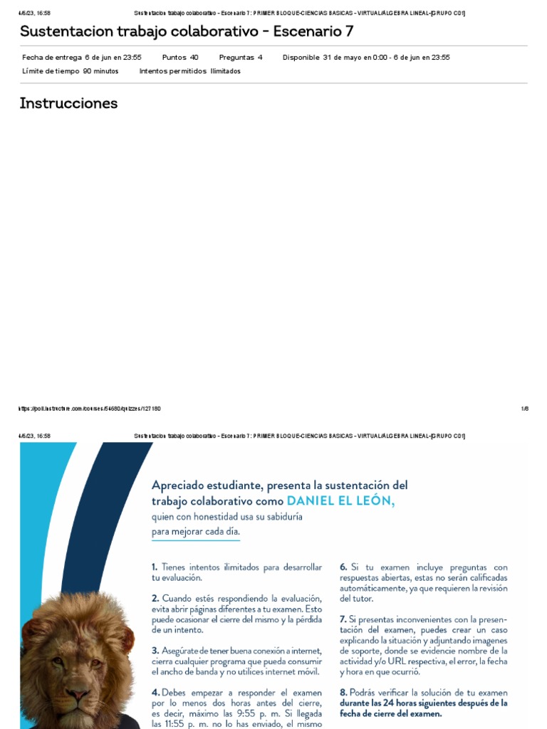 Sustentacion Trabajo Colaborativo - Escenario 7 | PDF | Matriz (Matemáticas) | Álgebra lineal