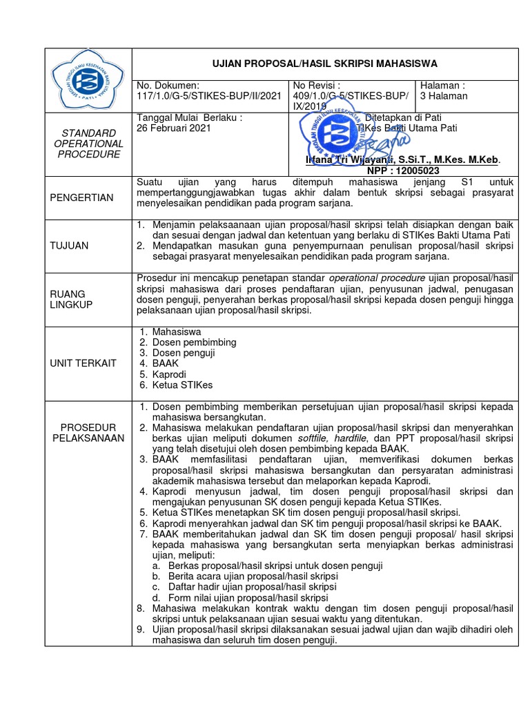 SOP Ujian Proposal-Hasil Skripsi Mhasiswa | PDF | Sains & Matematika