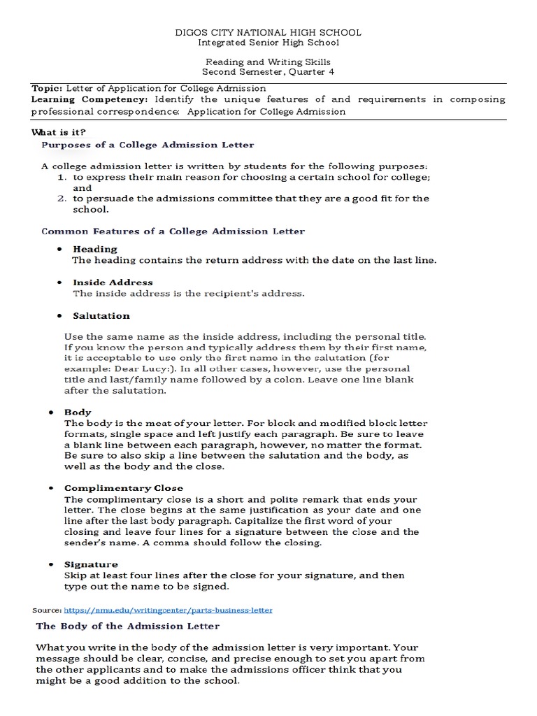 RWS Q4 Application For College Admission | PDF