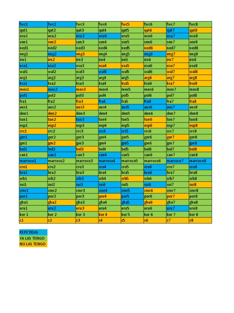 World Cup Team Codes List | PDF