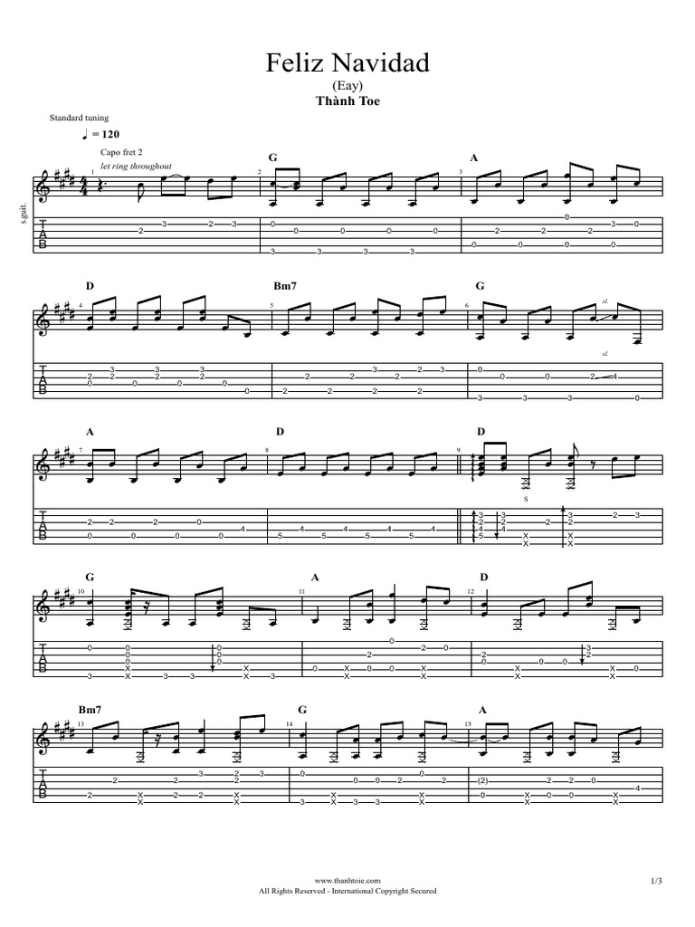 Feliz Navidad | PDF | Guitar Family Instruments | Necked Lutes