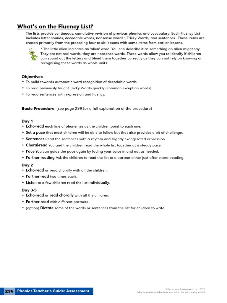 Fluency Lists | PDF | Phonics | Linguistics