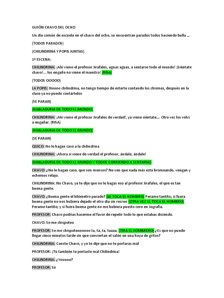 GUIÓN CHAVO DEL OCHO Parte 1 | PDF