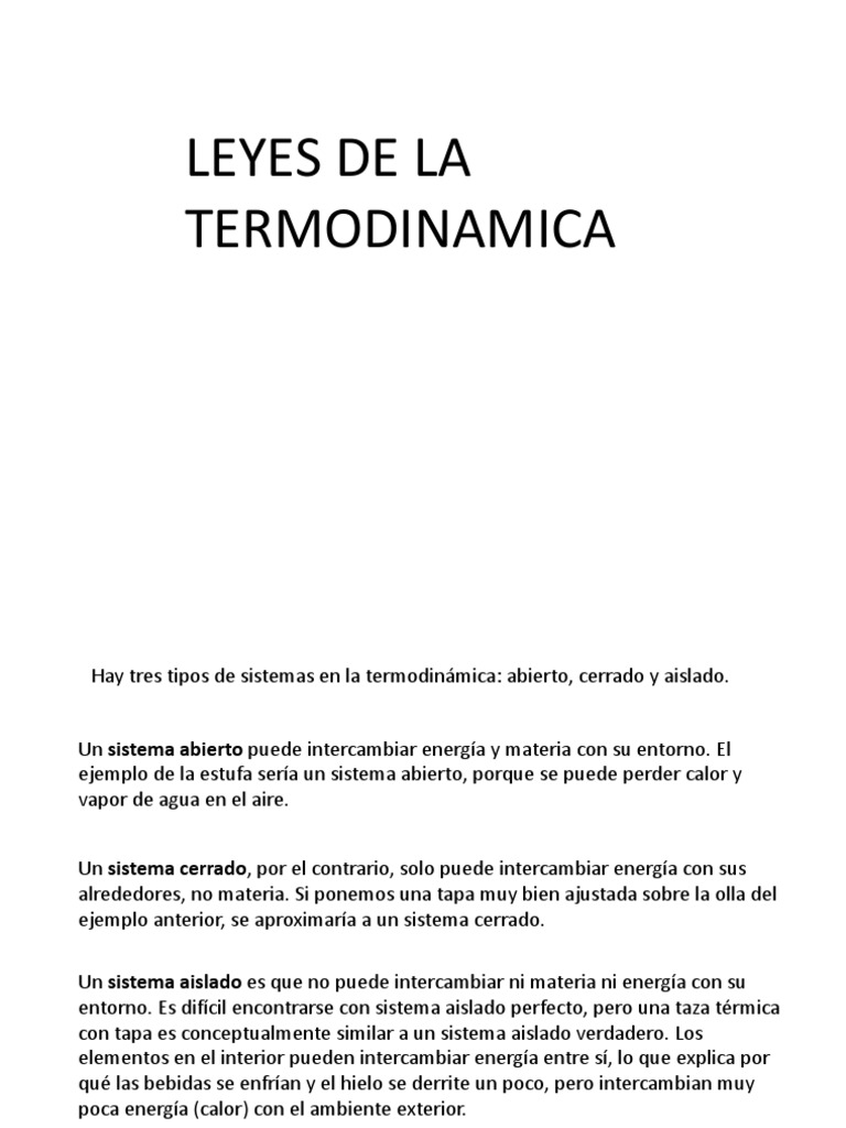 LEYES DE LA TERMODINAMICA y | PDF | Termodinámica | Calor