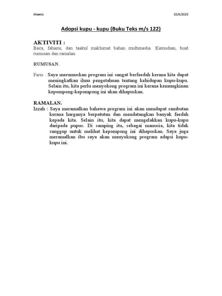 Adopsi Kupu - Kupu | PDF