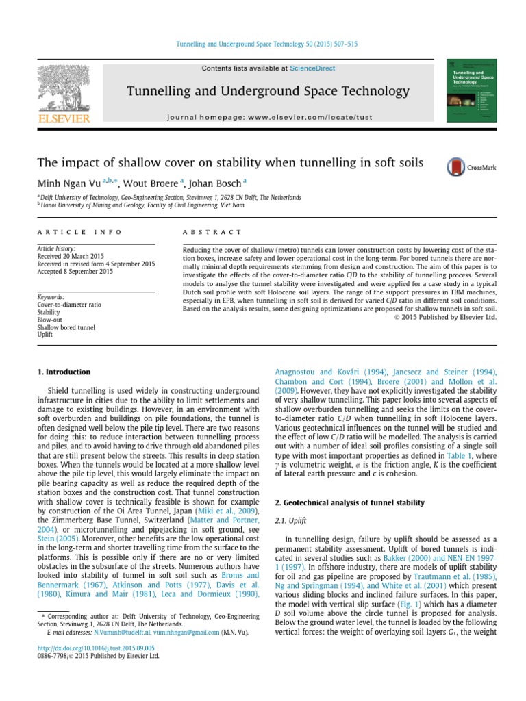 Shallow Tunnel Stability in Soft Soils | PDF | Deep Foundation ...