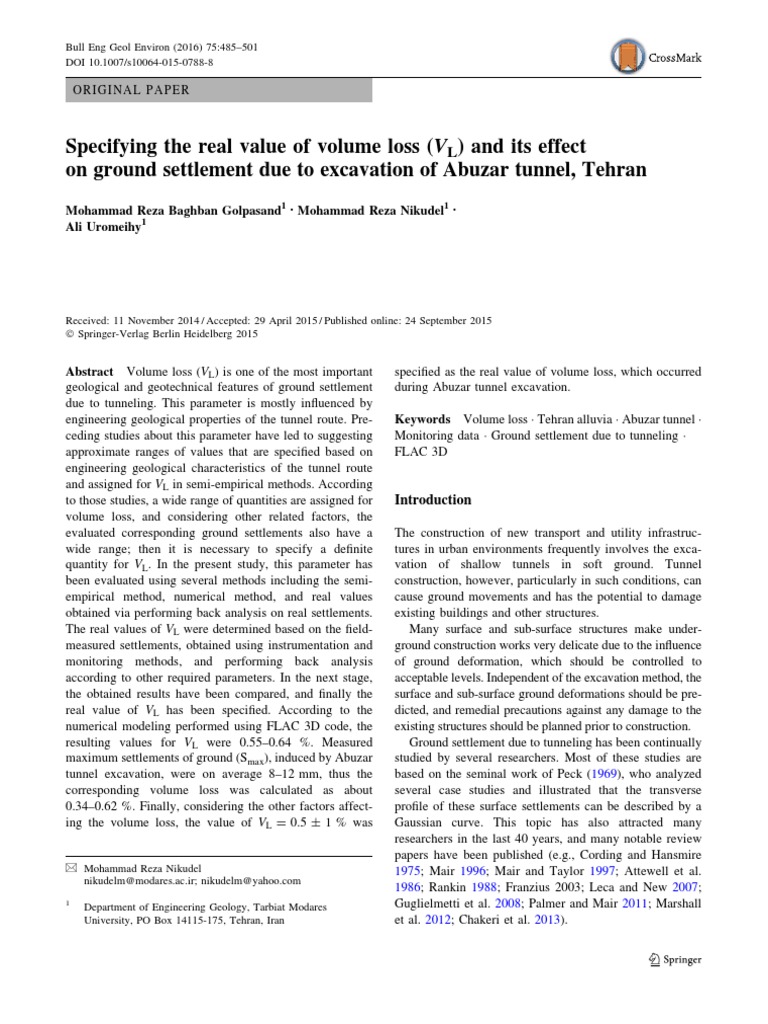 Real Volume Loss Impact on Abuzar Tunnel | PDF | Geotechnical ...