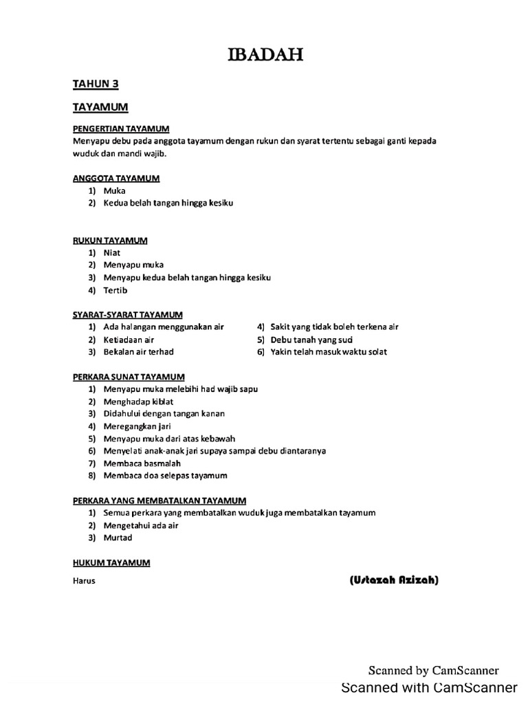 Nota Ibadah Kafa Tahun 3 2022 | PDF