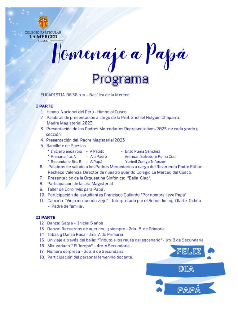 Programa Dia Del Padre 23 | PDF