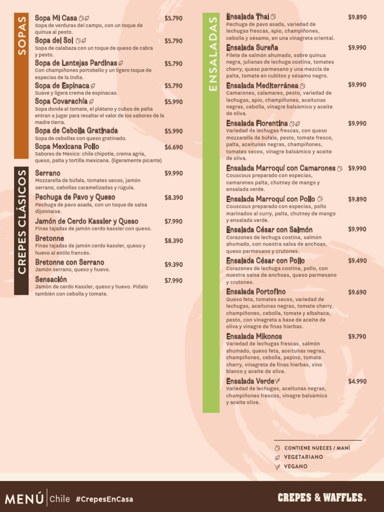 Menú de Crepes y Waffles en Chile | PDF | ensalada | pesto