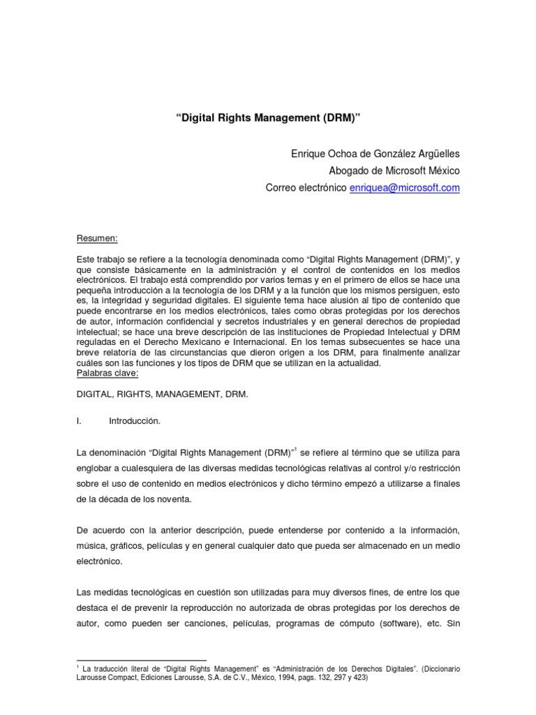 Digital Rights Management | PDF | Gestión de derechos digitales | Autor