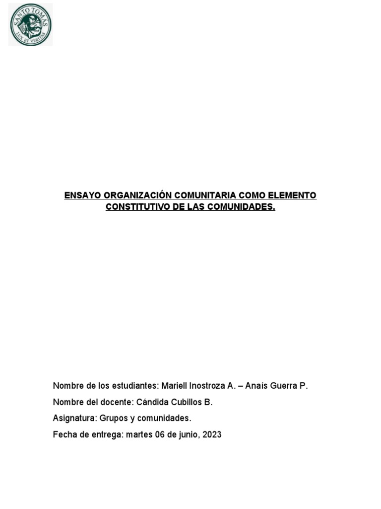 Ensayo Grupos y Comunidades | PDF | Comunidad