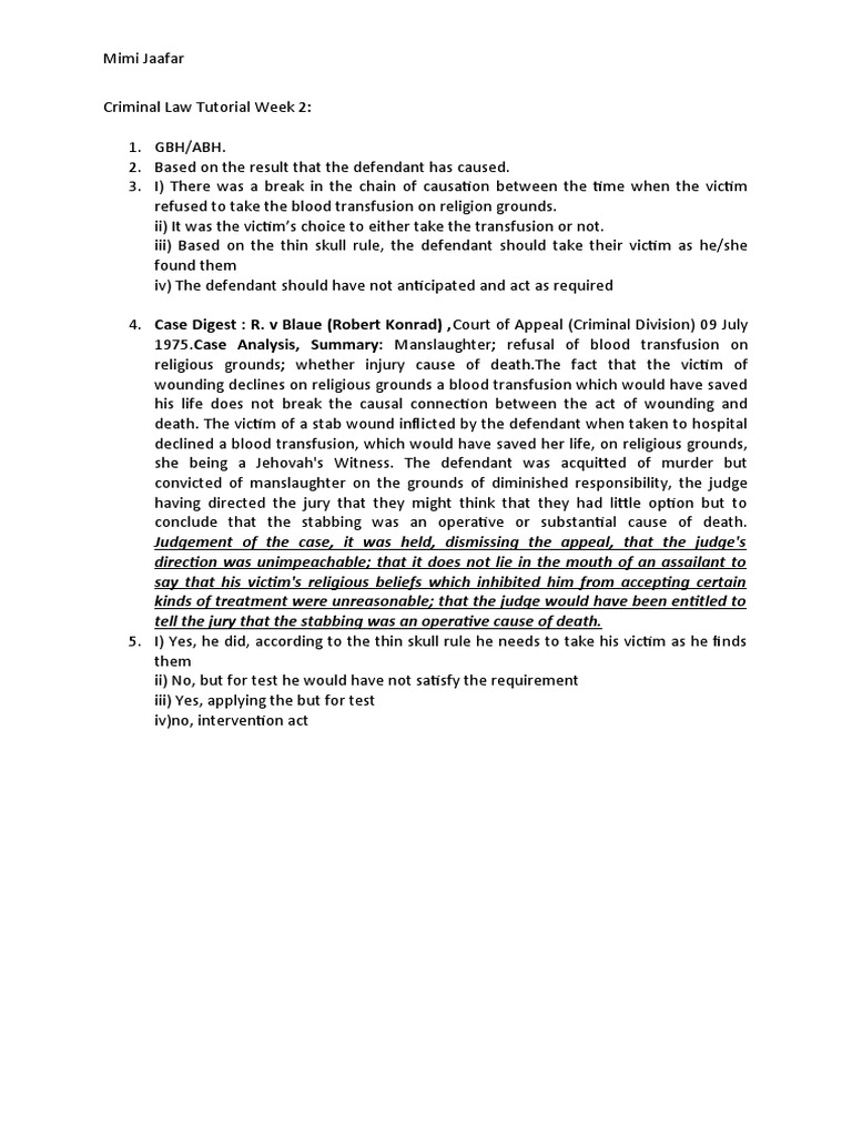 GBH/ABH in Criminal Law: Case Analysis | PDF | Politics