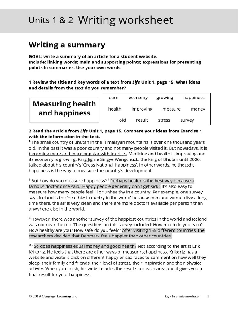 Writing Summaries for Students | PDF | Happiness