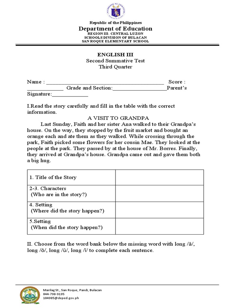 2ND Summative 3RD Quarter ENGLISH | PDF | Fish | Zoology