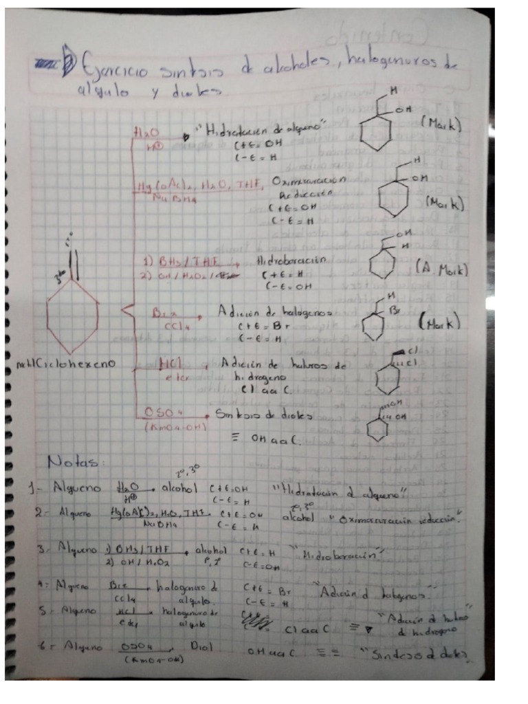 Sintesis de Alcoholes, Halogenuros de Alquilo y Dioles | PDF