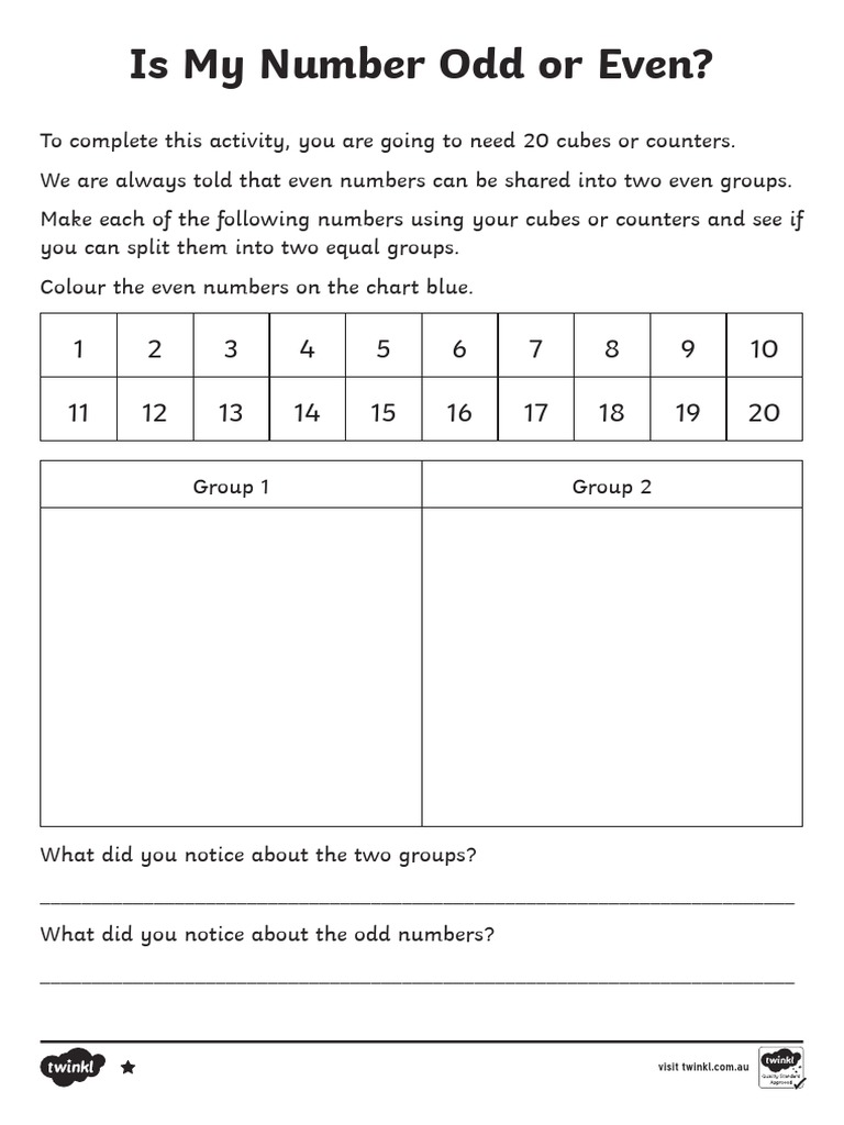 Au N 842 Is My Number Odd or Even Differentiated Worksheets English ...
