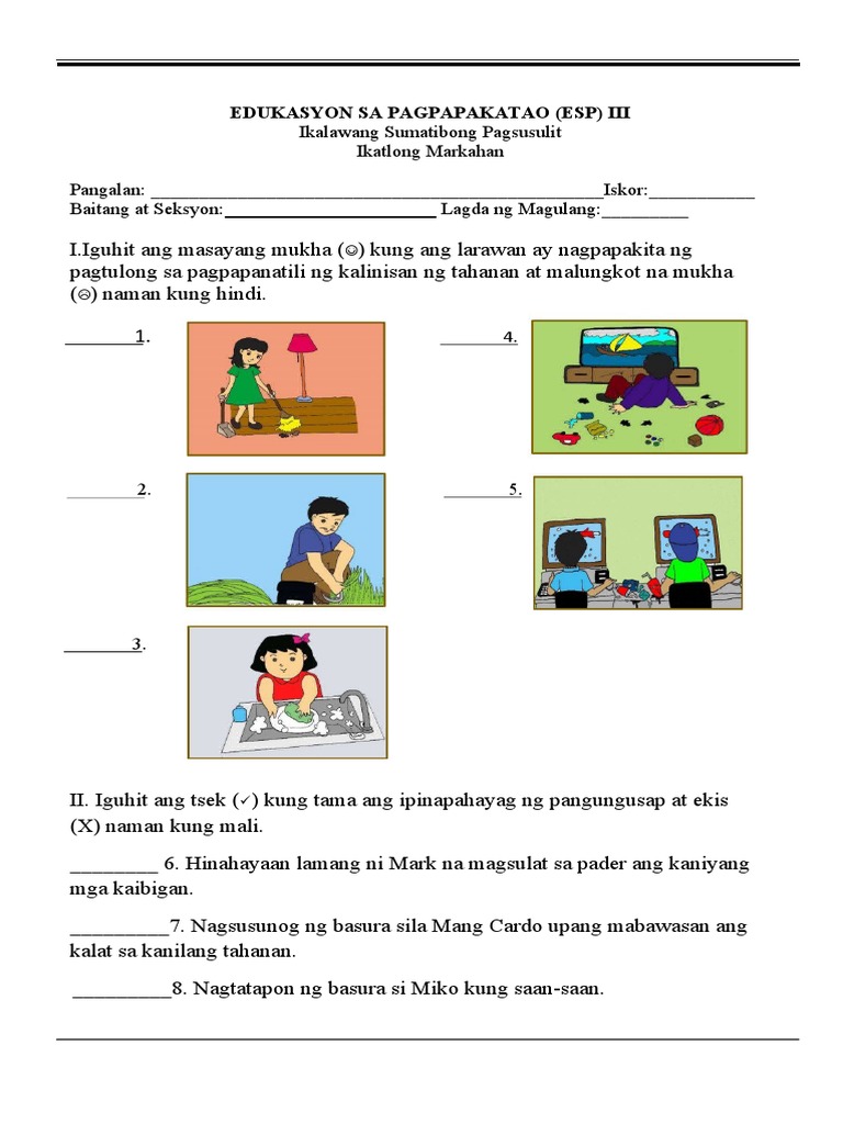 2ND Summative Test 3RD Quarter ESP | PDF