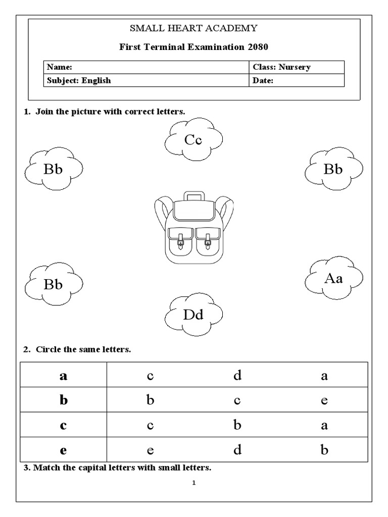 Nursery English 1st Term 2080 | PDF