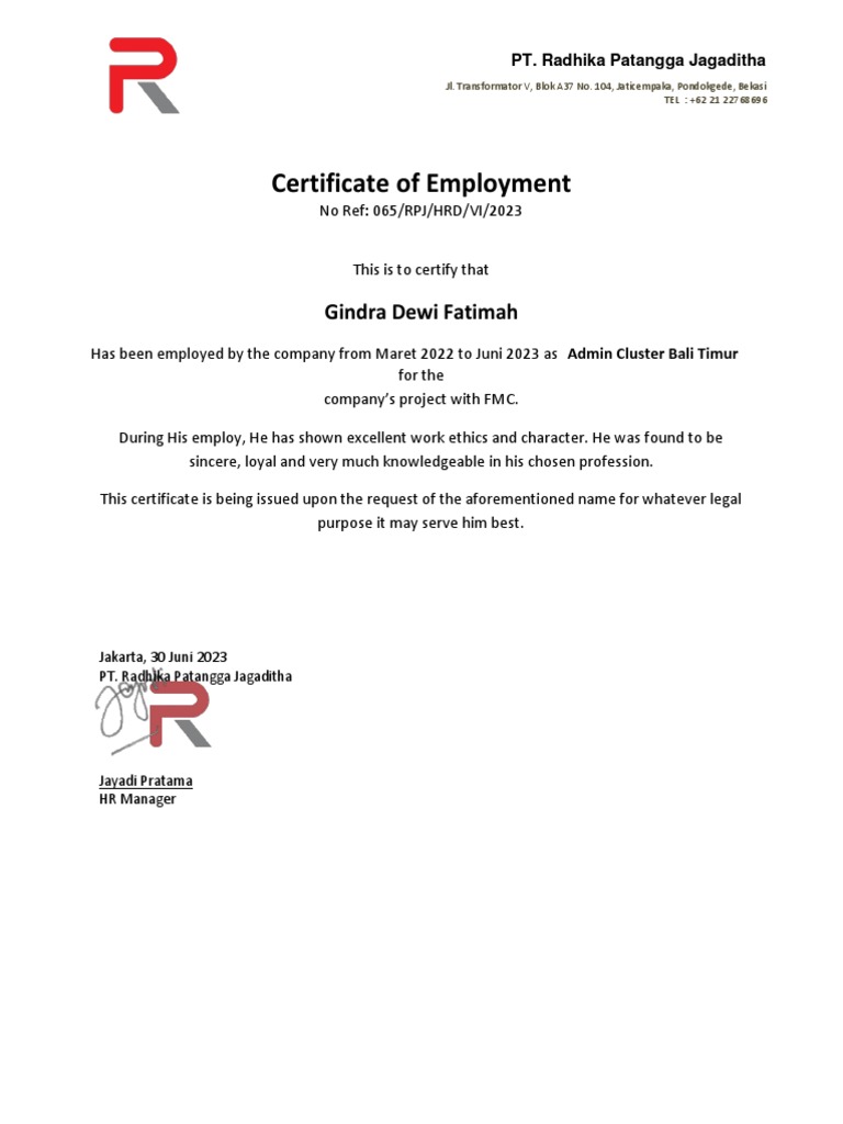 Paklaring - Gindra Dewi F | PDF