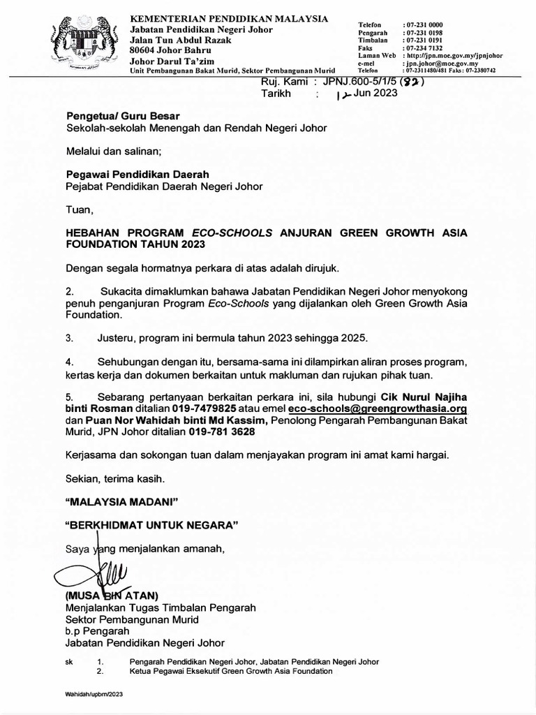 Hebahan Program Eco Schools Oleh GGAF 2023-2025 | PDF