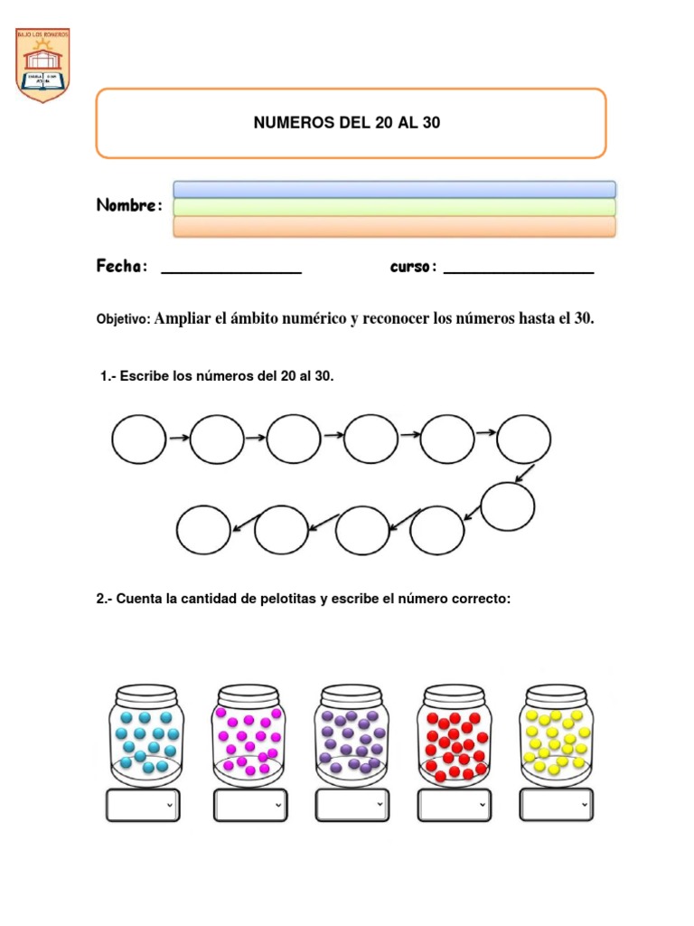 Guía de matematicas numeros hasta el 30 | PDF