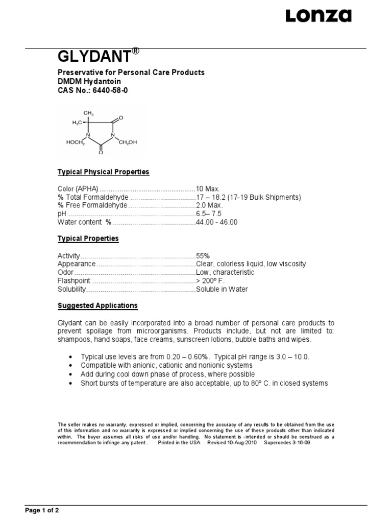 ProductDataSheets Glydant PDS | PDF | Chemical Substances | Chemistry