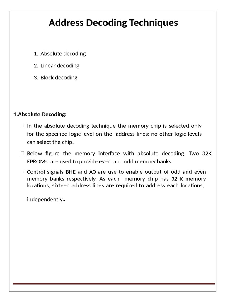 Address Decoding Technique Pdf Random Access Memory Microcontroller