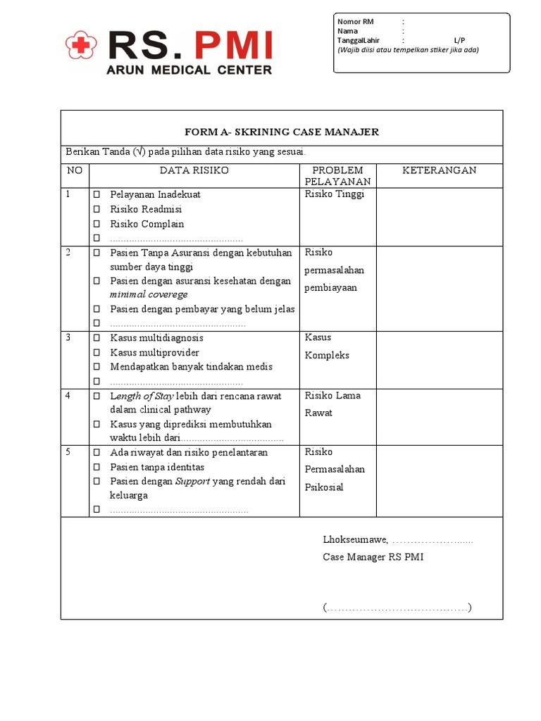 Form Case Manajer | PDF