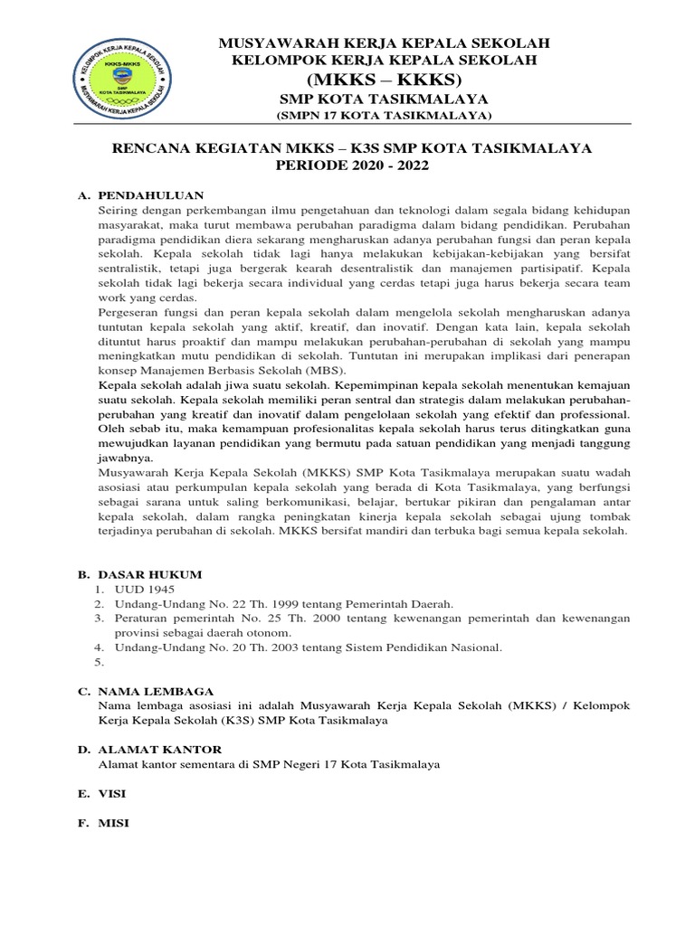 Rancangan Program MKKS | PDF | Karier & Perkembangan | Ilmu Sosial