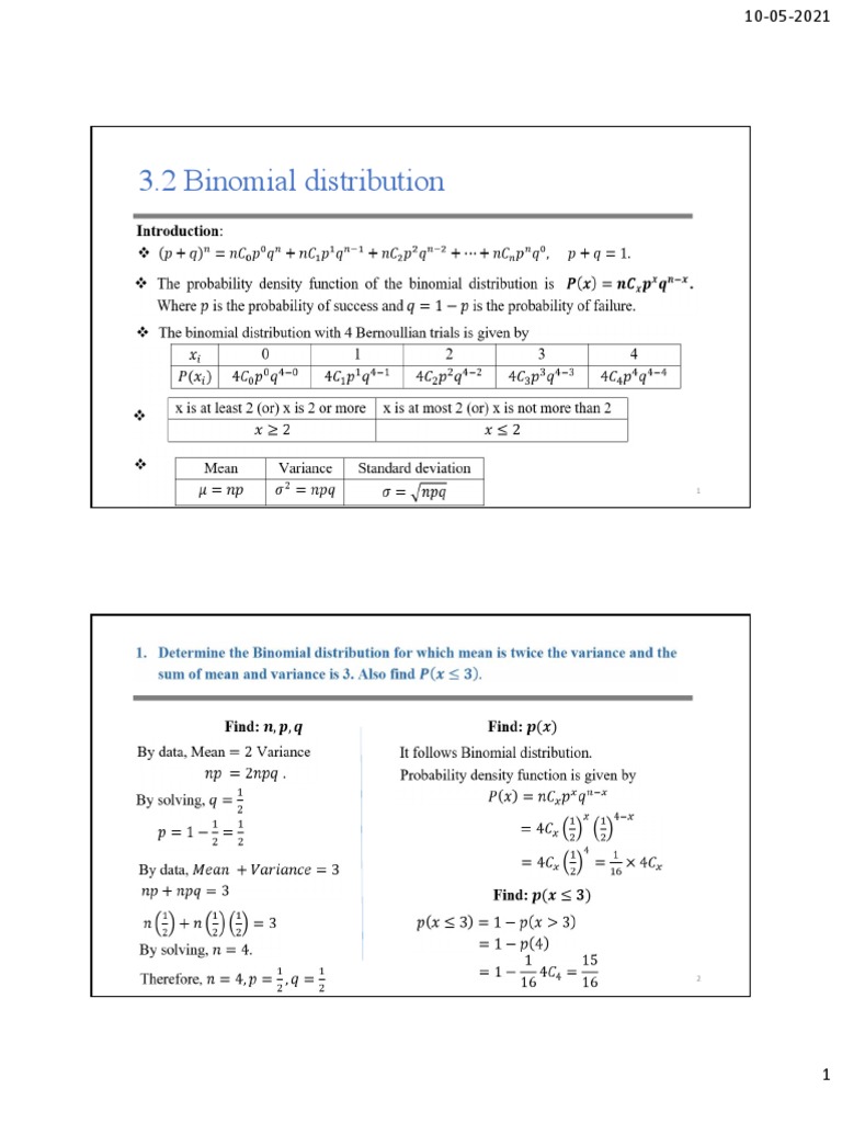 Binomial distribution | PDF