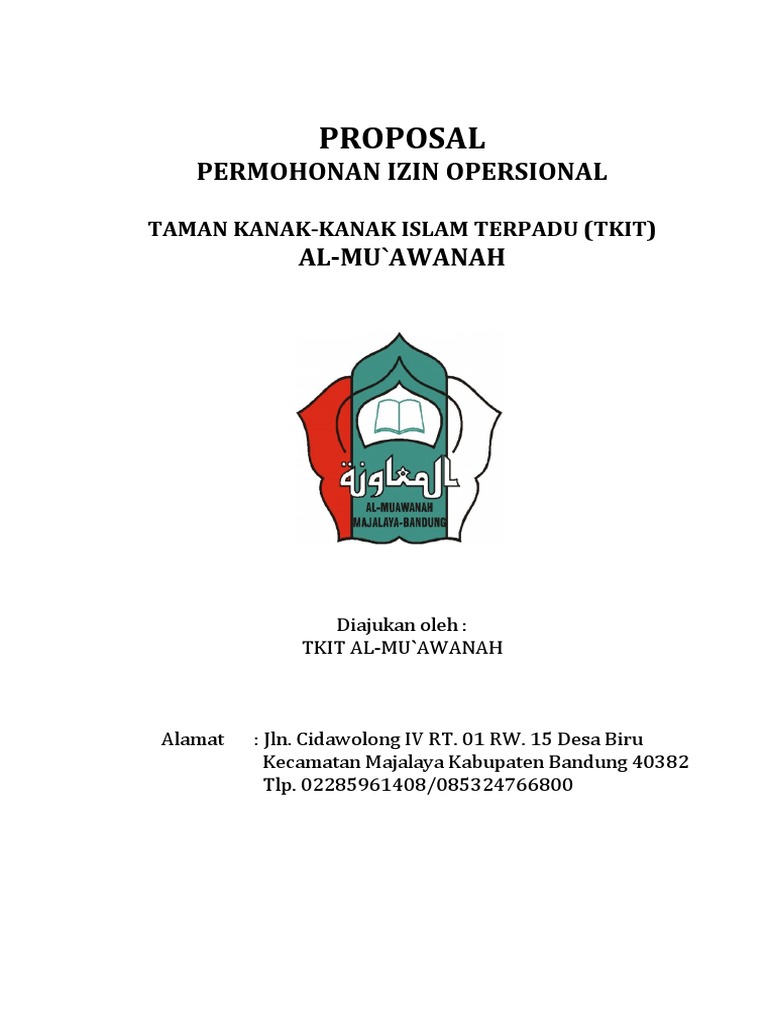 PROPOSAL Izin Oprasional TK | PDF