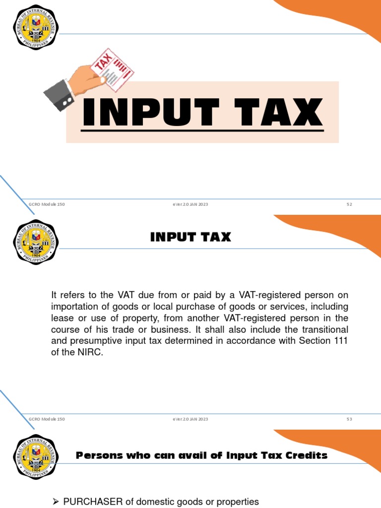 3 Input Tax | PDF | Value Added Tax | Taxes