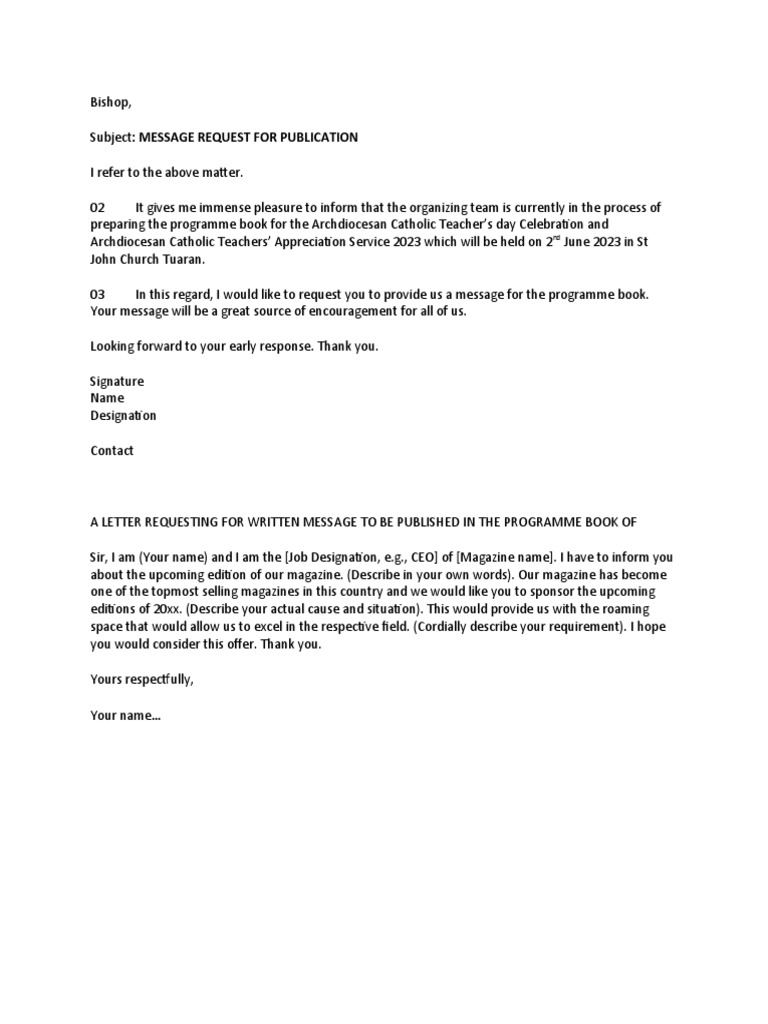 Letter To Bishop | PDF