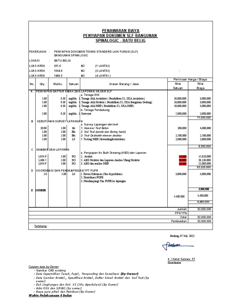 Penawaran SLF Spinalogic-Batubelig | PDF