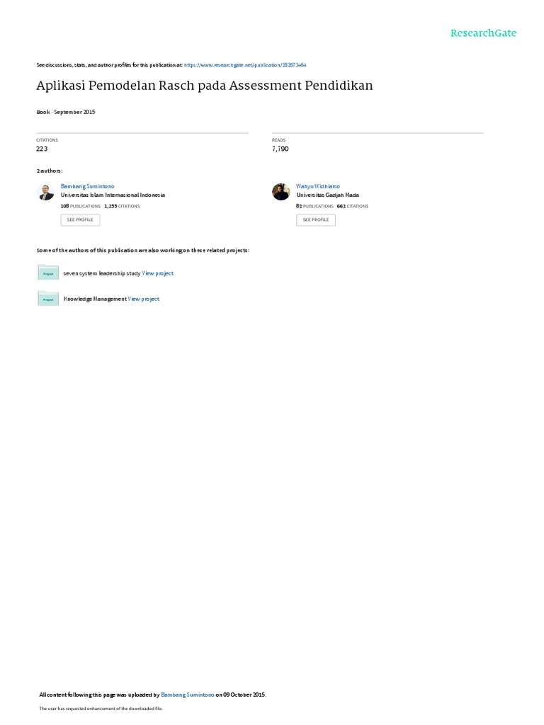 Buku Rasch Model | PDF | Karier & Perkembangan