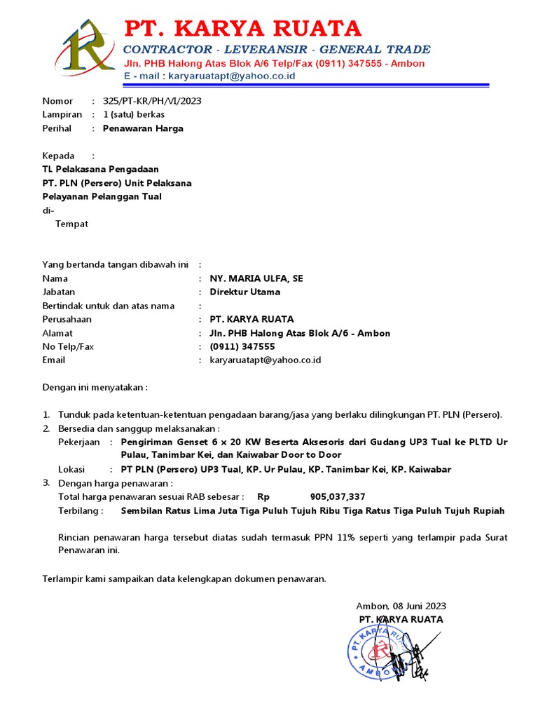 Ph Relokasi Mesin 20kv Dan Aksesories Pltd Tersebar Up3 Tual_kr_to ...