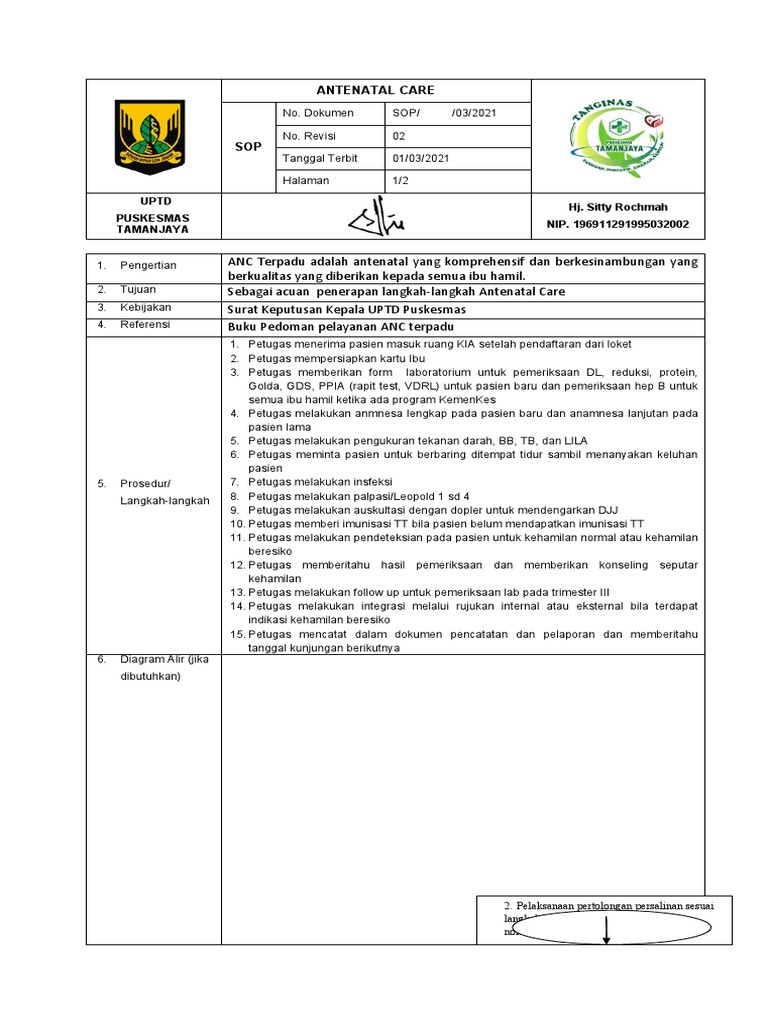 Sop Antenatal Care | PDF | Sains & Matematika