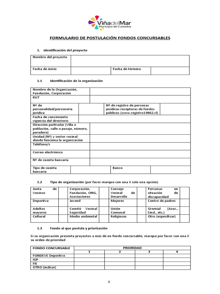 FORMULARIO-FONDOS-CONCURSABLES | PDF
