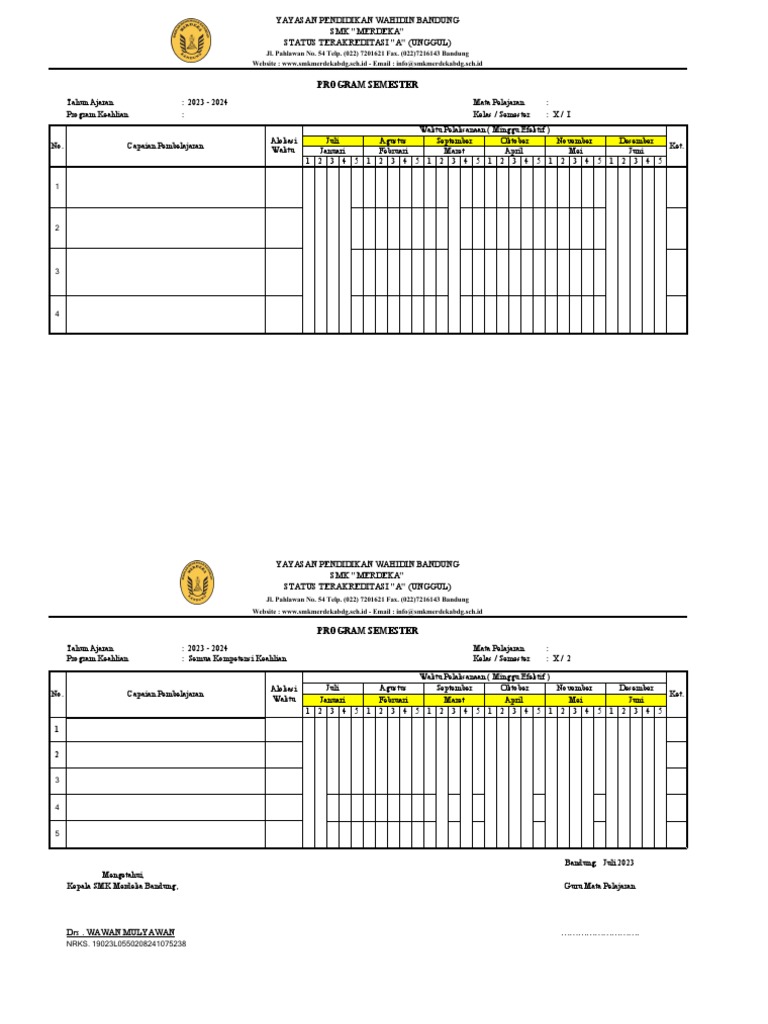 2 Format Program Semester 2023 2024 | PDF