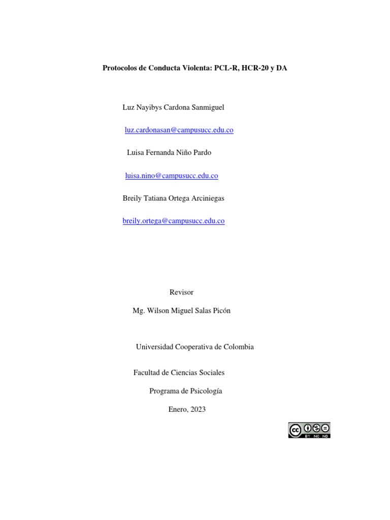 2023_protocolo_conducta_violenta | PDF | Psicopatía | Sicología
