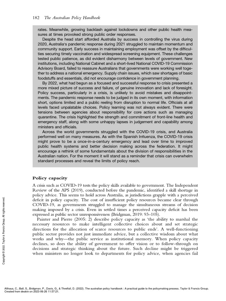 The Australian Policy Handbook A Practical Guide T... - (12. Managing ...