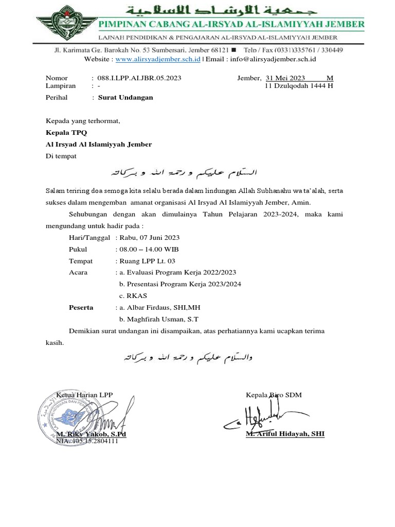 Undangan Rapat TPQ | PDF