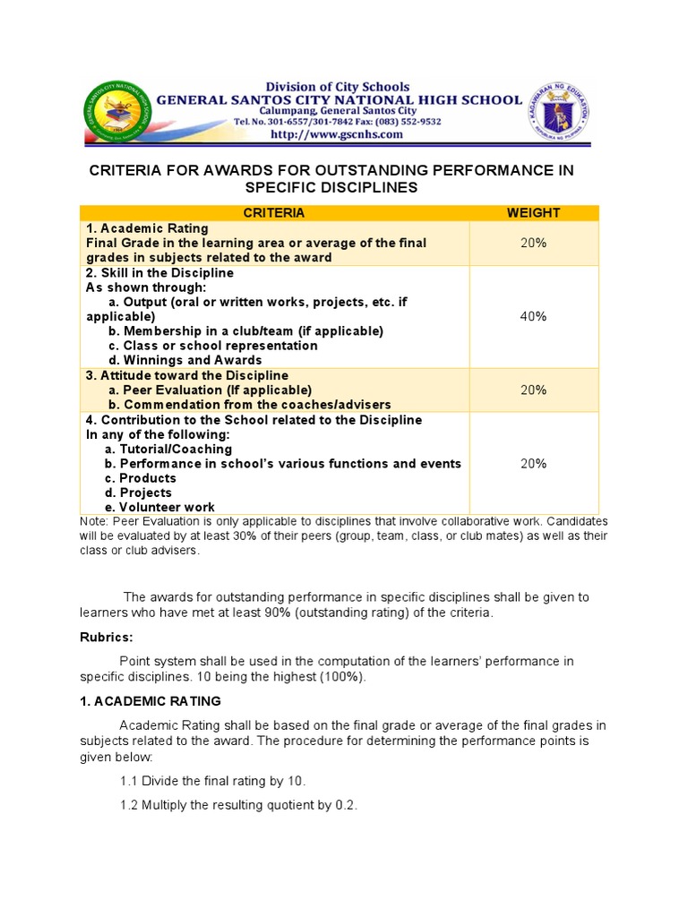 Awards Committee Rubrics and Implementing Guidelines | PDF | Rubric (Academic) | Cognition
